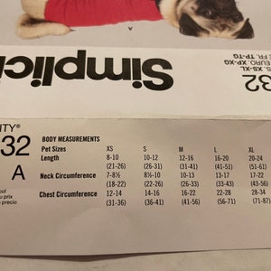 Dog Clothes Sewing Pattern Simplicity S9532 Sizes XS-XL - Etsy