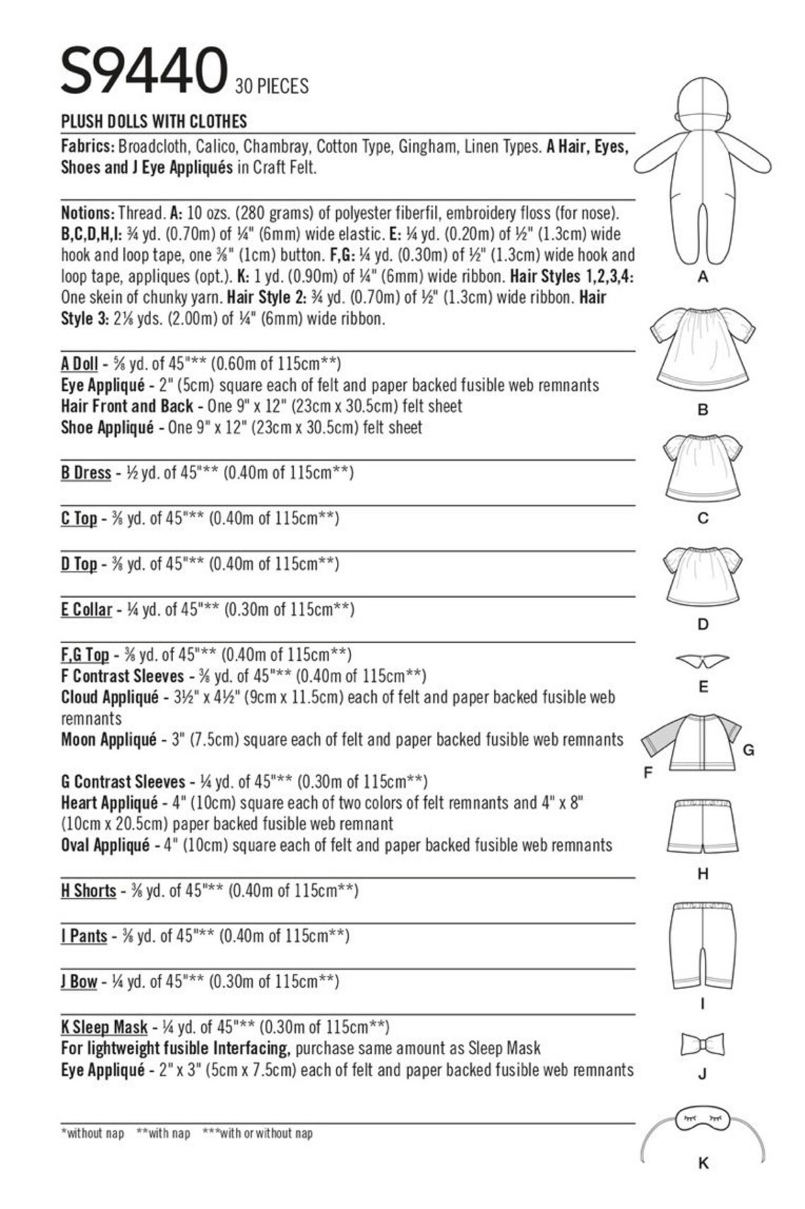 Plush Doll With Clothes Sewing Pattern Simplicity R11292/S9440 - Etsy