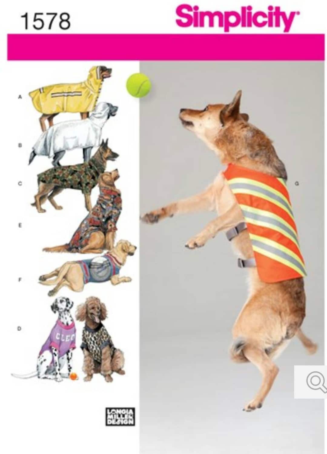 Dog Coat, Raincoat Sewing Pattern Simplicity 1578 Sewing Large Size Dog ...