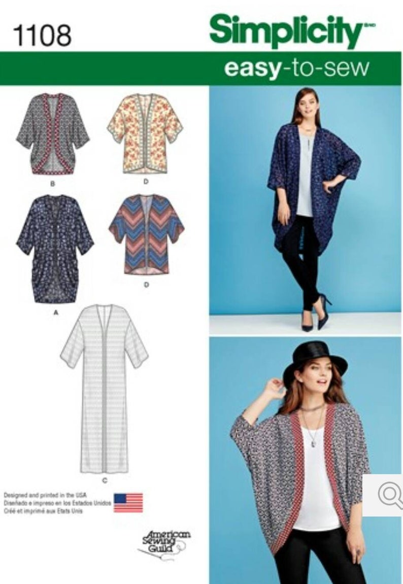 Kimono Sewing Pattern Simplicity 1108 Easy To Sew Sizes Etsy