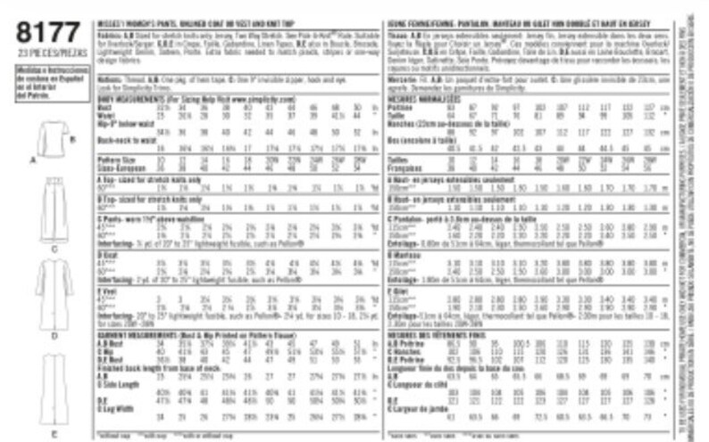 Long Vest Coat and Pants Sewing Pattern Simplicity 8177 Mimi - Etsy