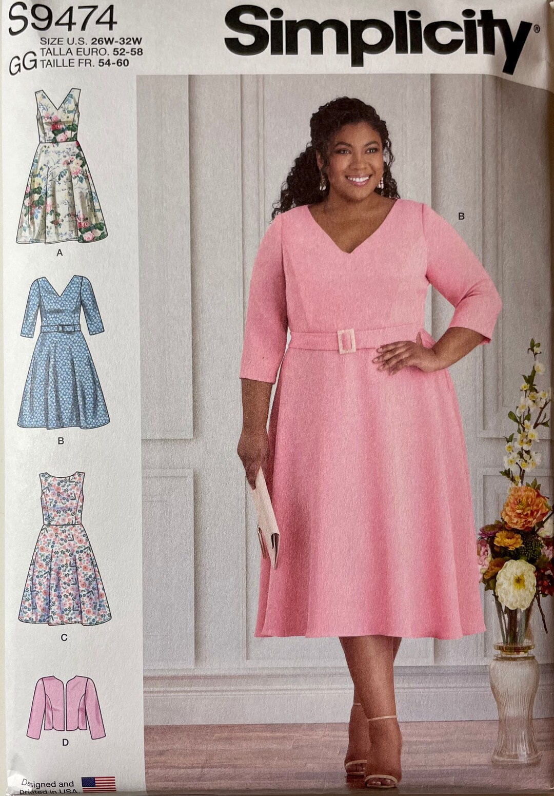Women’s Plus-size Dresses Sewing Pattern Simplicity S9474 Sizes 26W-32W ...