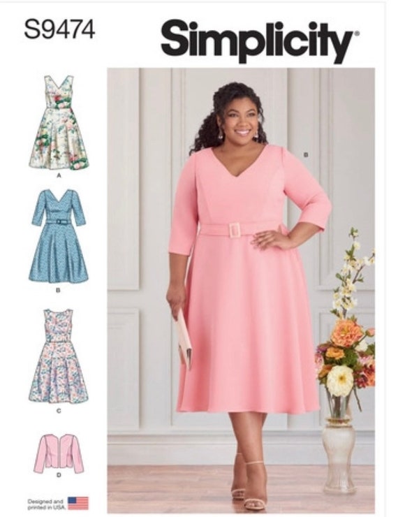Womens Plus-size Dresses Sewing Pattern Simplicity S9474 - Etsy