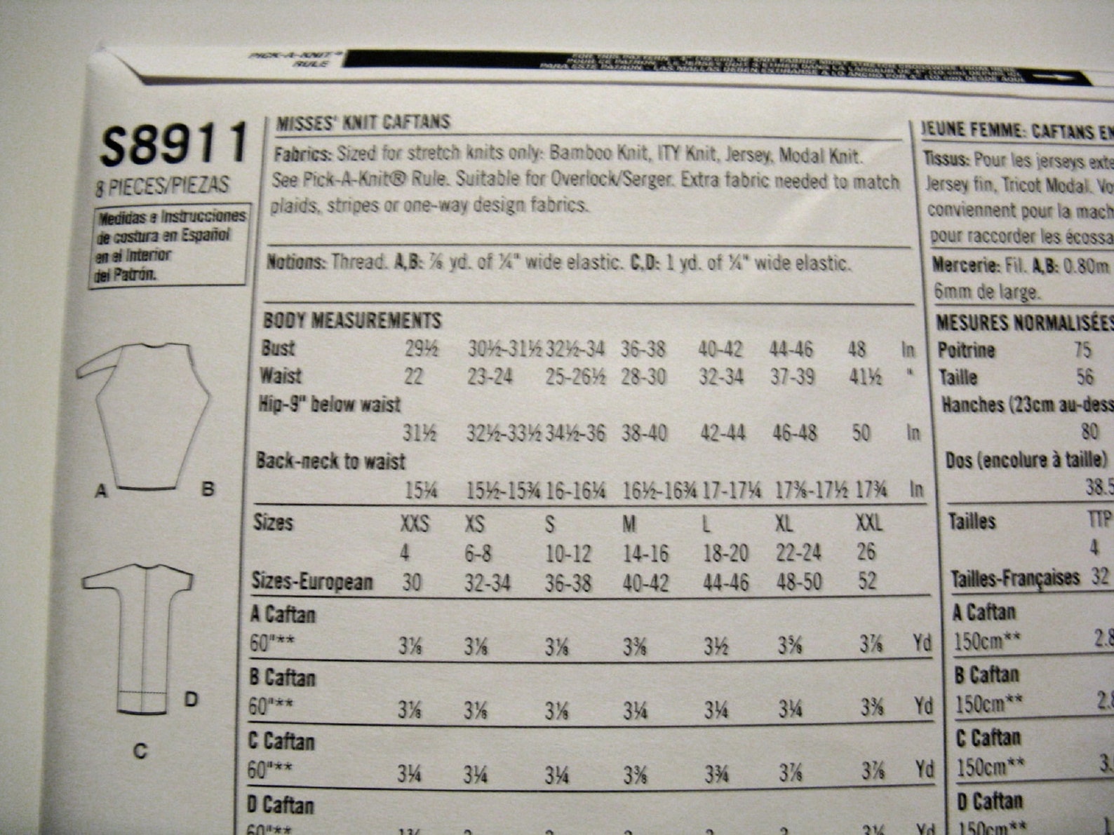 Caftan Sewing Pattern Simplicity S8911 Misses' Knit - Etsy