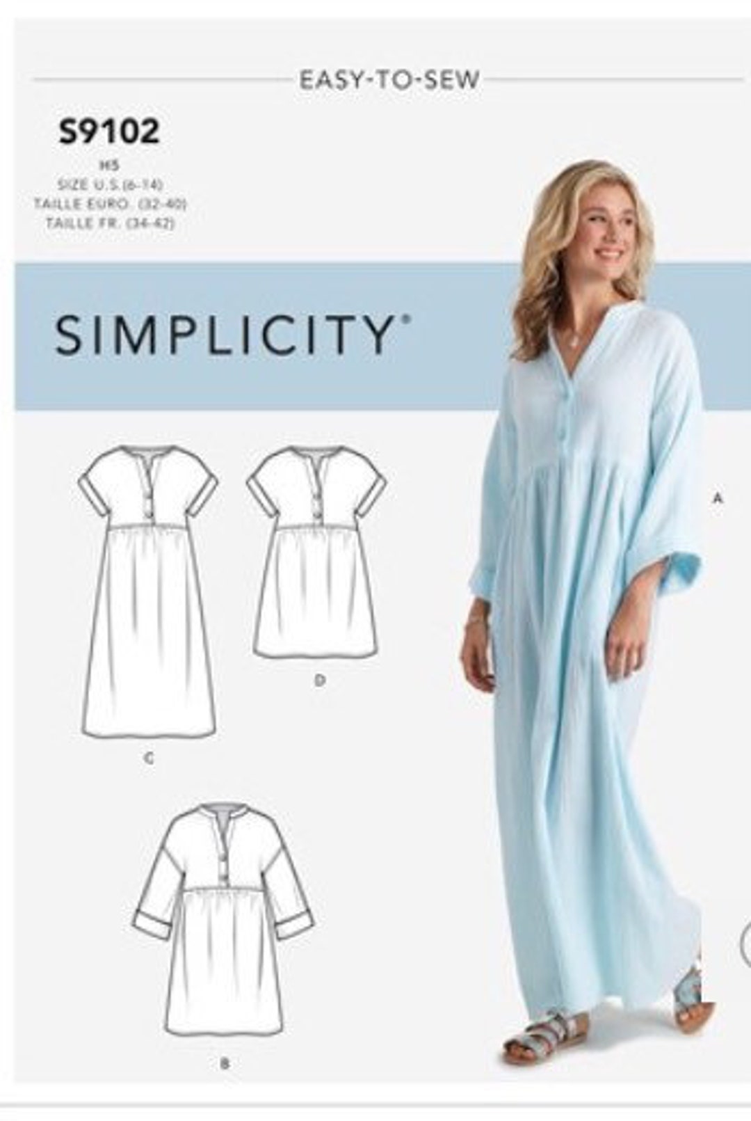 Plus-size Caftans, Dresses Sewing Pattern Simplicity S9102 Sizes 16-24 New and Uncut - Etsy