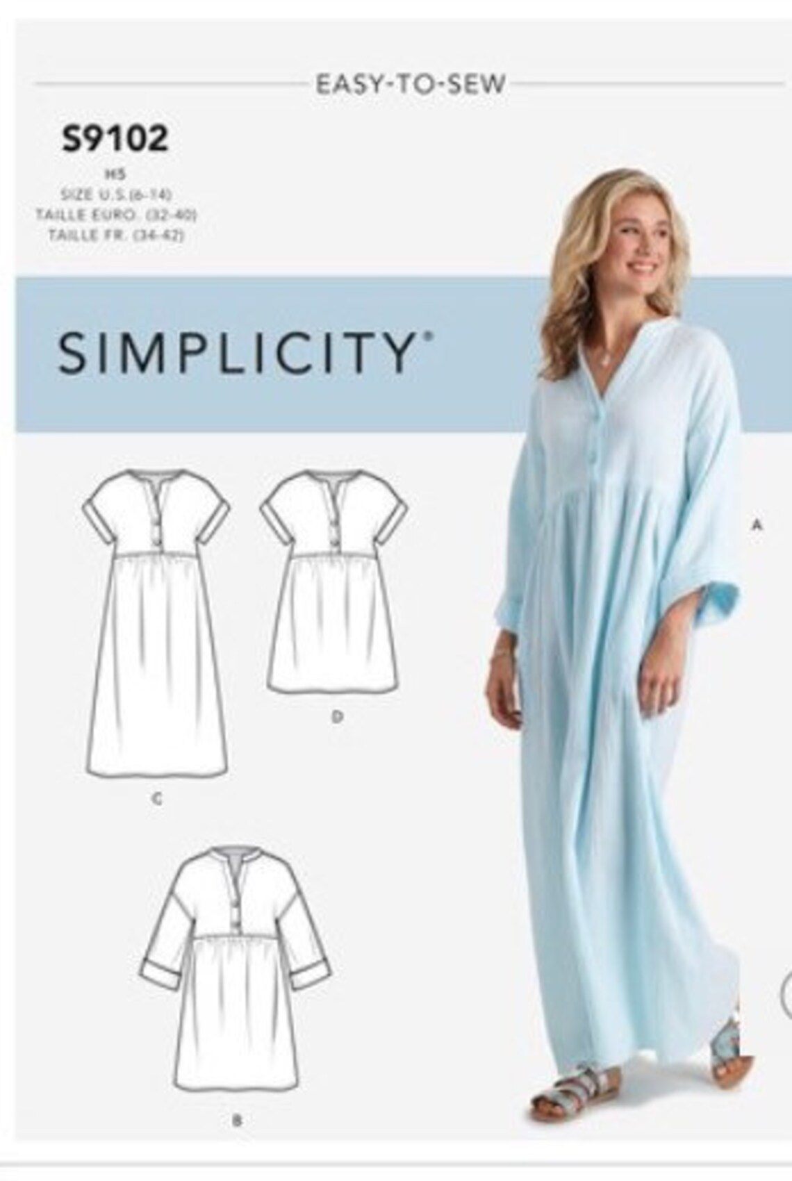 Plus-size Caftans Dresses Sewing Pattern Simplicity S9102 - Etsy