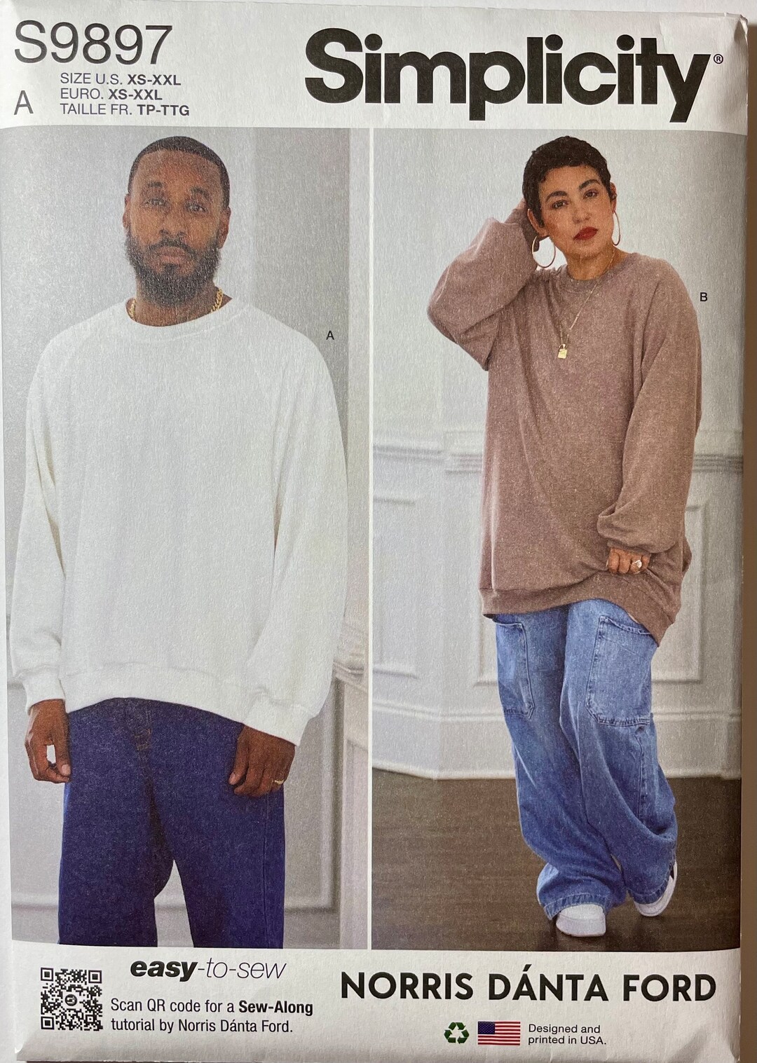 Sweatshirt Sewing Pattern in Two Lengths Simplicity S9897 Sizes XS-XXL ...