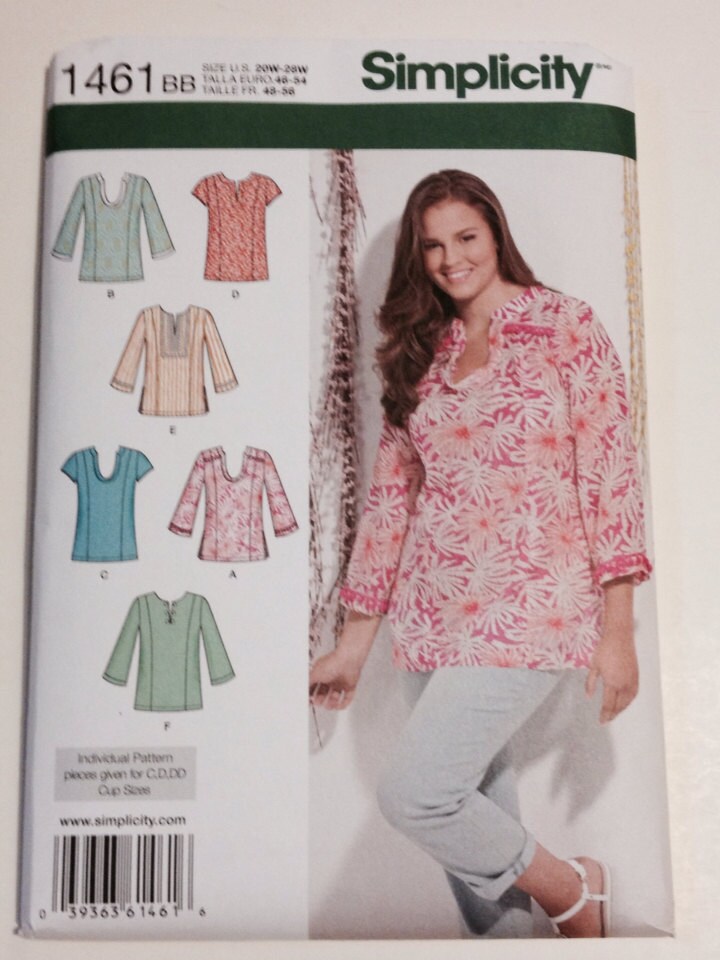 Plus-size Tunic Sewing Pattern Simplicity 1461 Size BB U.S. - Etsy