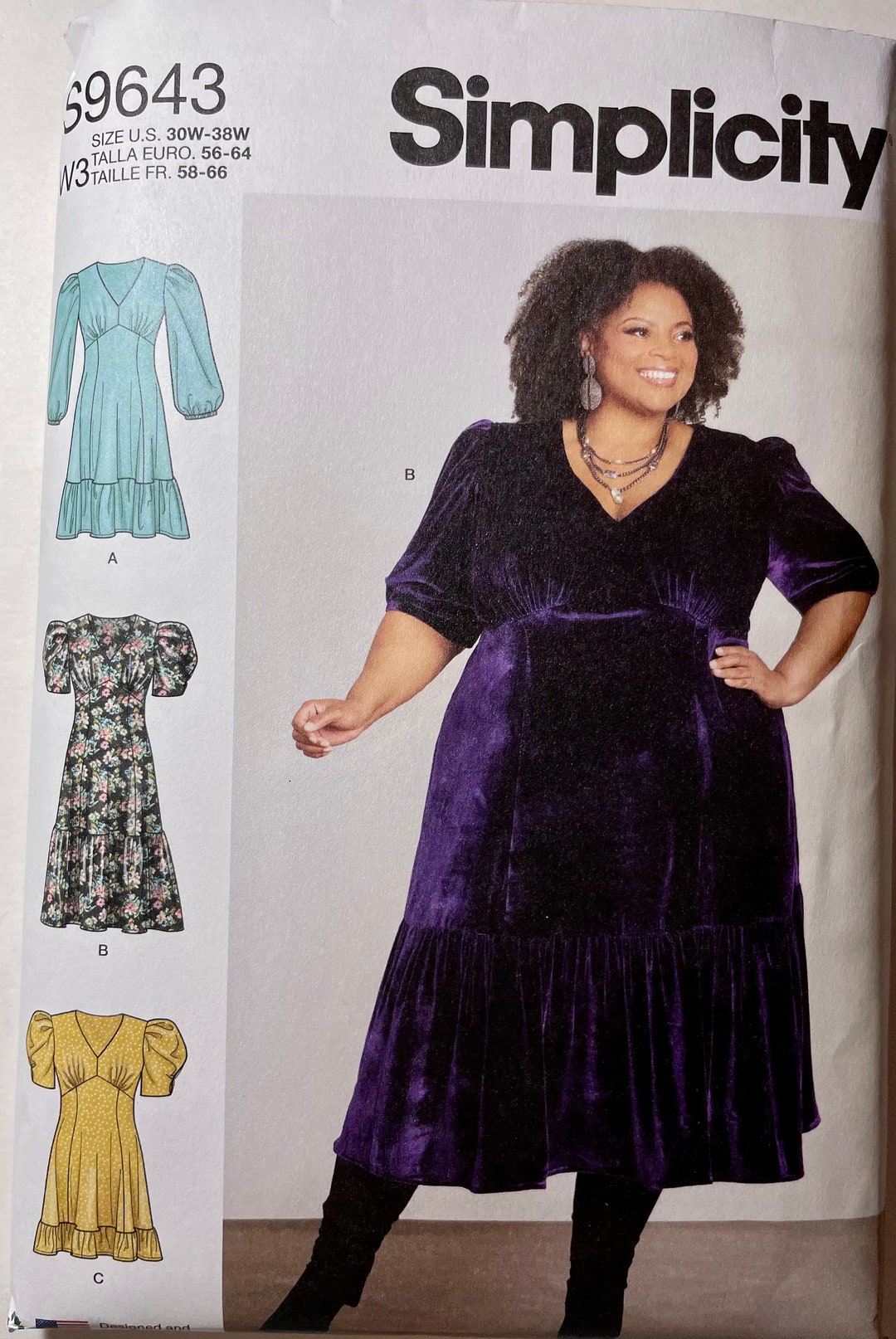 Womens Dress Sewing Pattern Plus-size Simplicity S9643 Sizes - Etsy