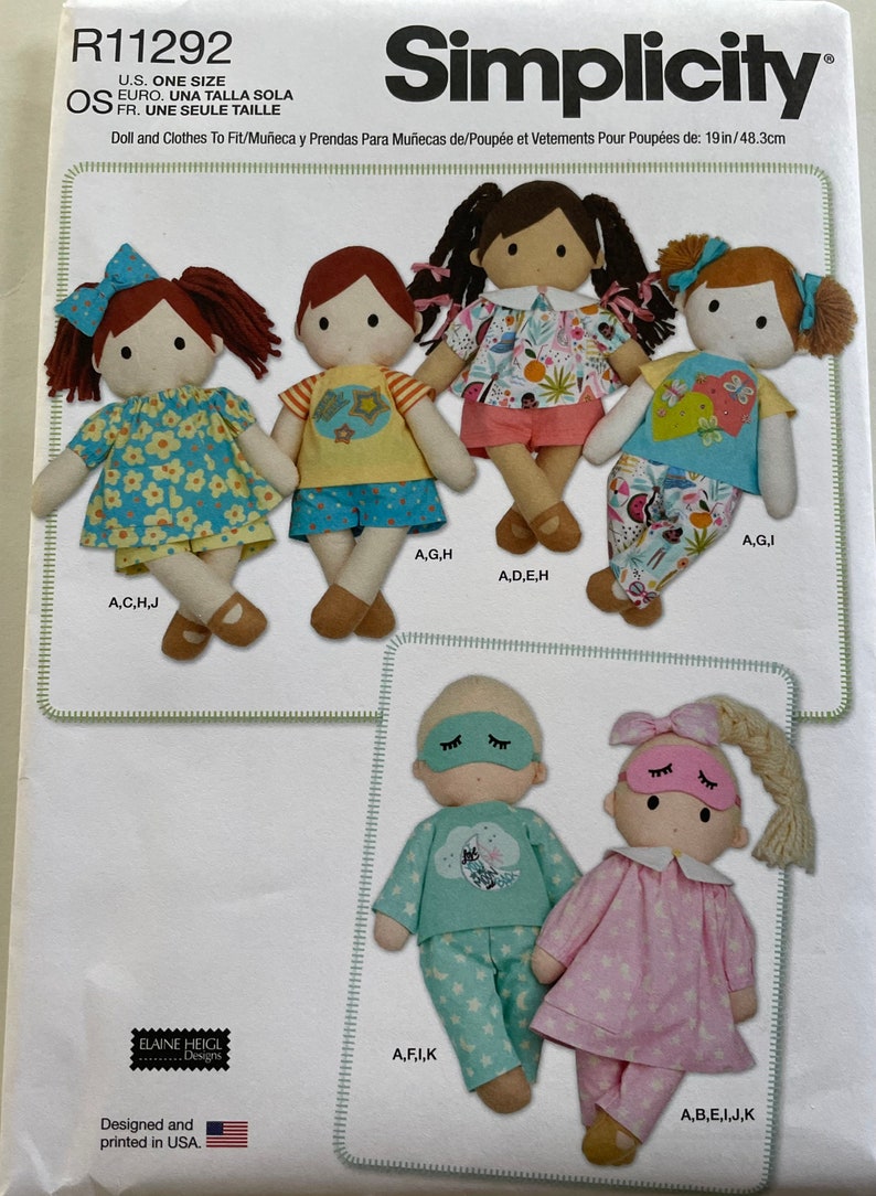 Plush Doll With Clothes Sewing Pattern Simplicity R11292/S9440 | Etsy