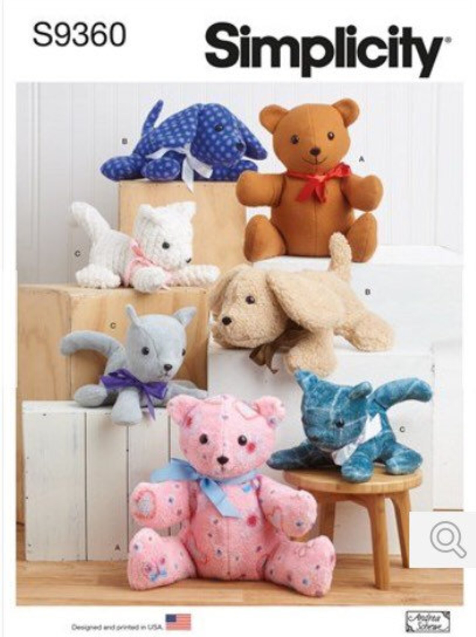 Plush Animals Sewing Pattern Simplicity S9360 Bear Puppy and - Etsy