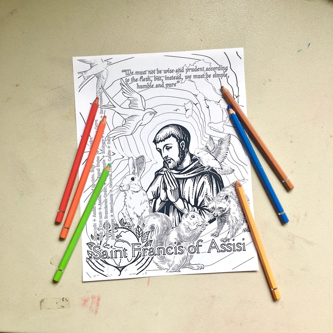 Saint Francis of Assisi October 4 Feast Day Coloring Page Instant ...