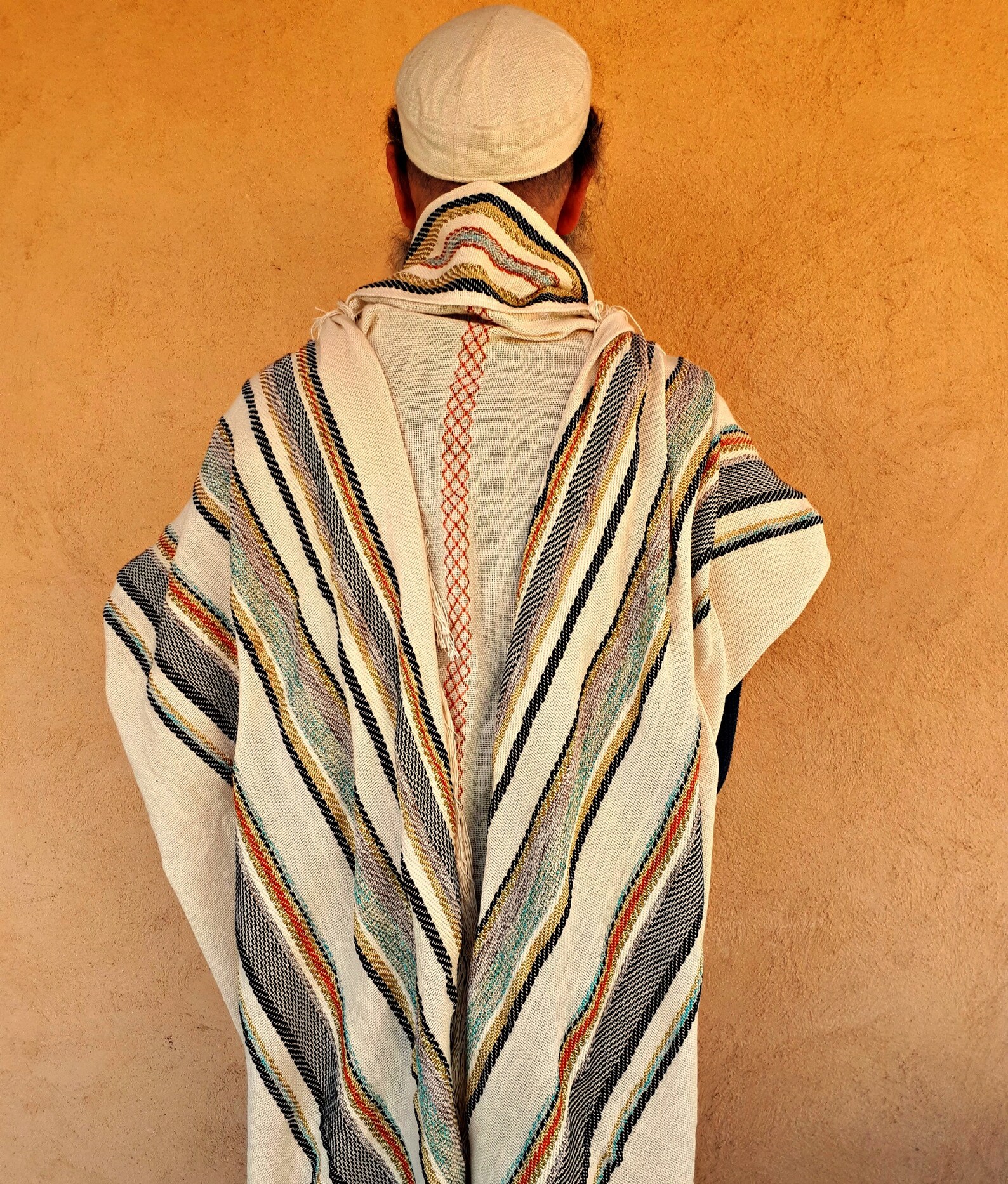 Jewish Prayer Shawl Set Israeli Tallit Bag and Yarmolke | Etsy