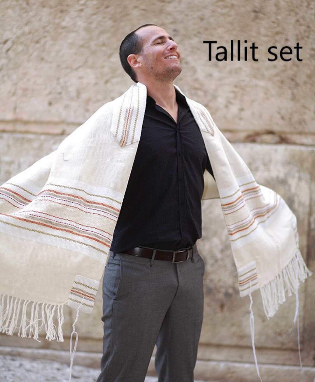 Tallit Set, Jewish Tallis Bag, Jewish Gift, Cotton Tallit Wedding ...