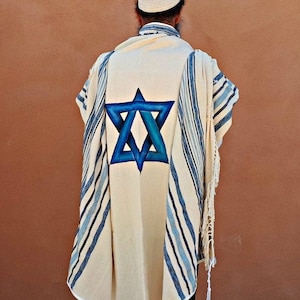 Tallit for Man, Judaica Gift, Magen David, Woven Tallit, Jewish Prayer ...