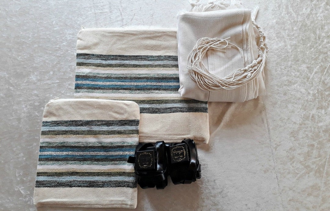 Jewish Prayer Bag Set, Tallit Bag, Tefillin Bag, Woven Jewish Bag, Hand ...
