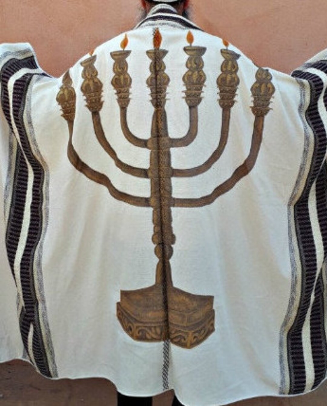 Menorah Drawing on Tallit - Etsy