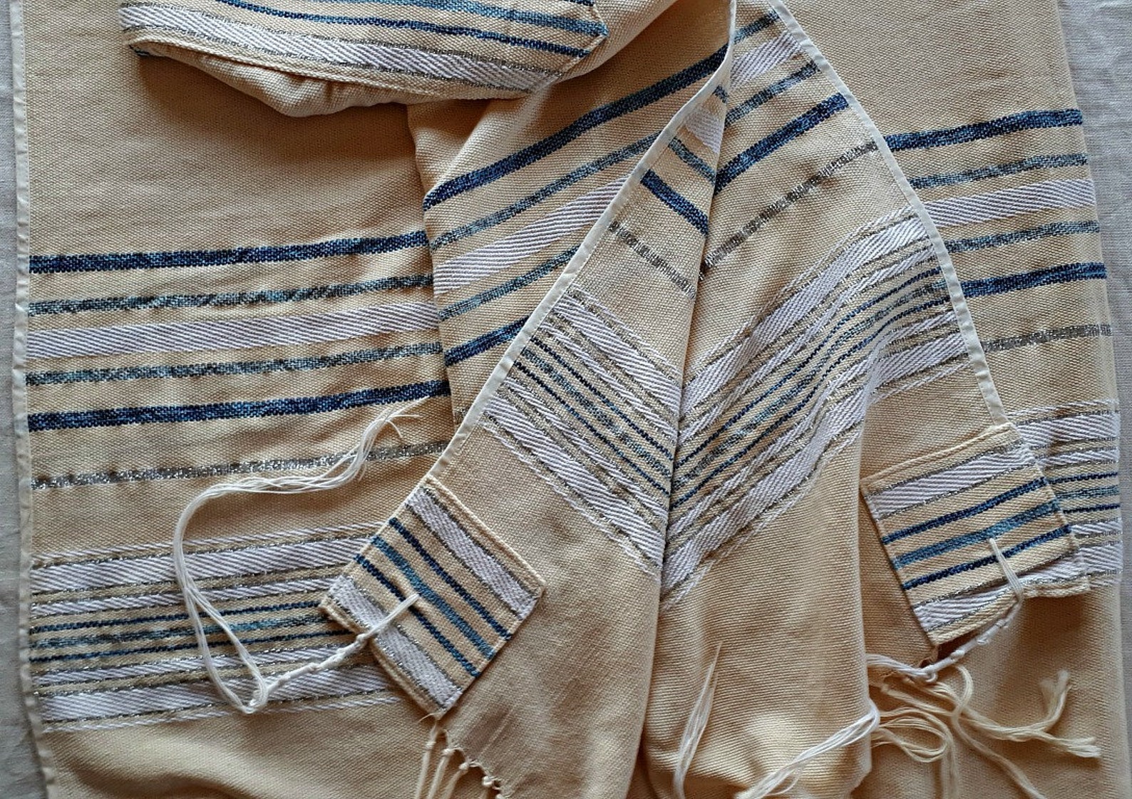 Israeli Tallit Jewish Gift Judaica Cotton Tallit Wedding - Etsy