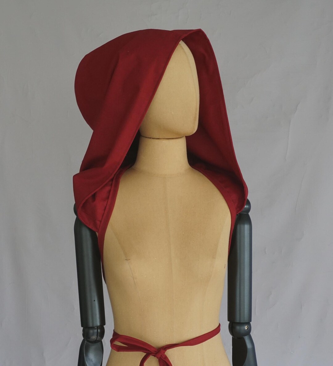 Victorian XXL Hood With Ribbon, Dark Red Big Hood, Organic, Oversized ...