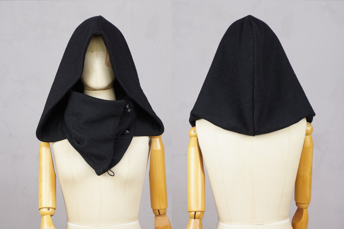Black Hooded Cowl Victorian XXL Hood Scoodie Hooded Scarf - Etsy
