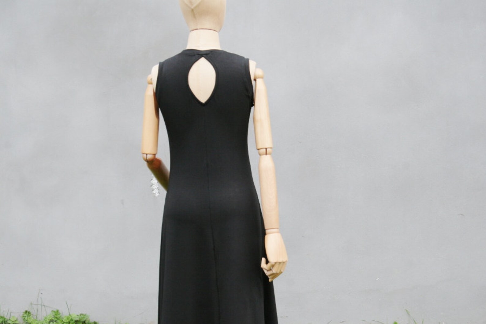 Black Maxi Dress, Keyhole Back, Organic Cotton Jersey, Organic Woman's ...