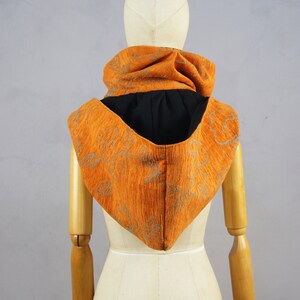 Orange Hooded Cowl, Victoriaanse XXL Hood, Black Scoodie, Floral Hooded ...