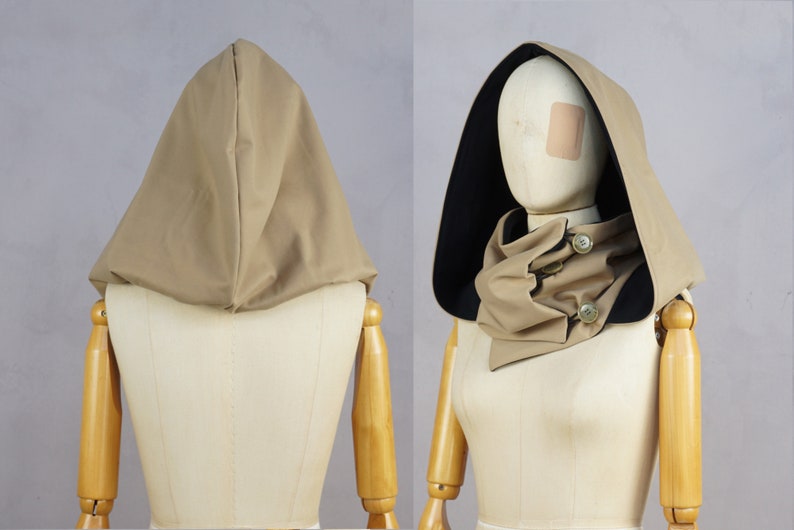 Camel Hooded Cowl Victorian XXL Hood Brown With Black - Etsy