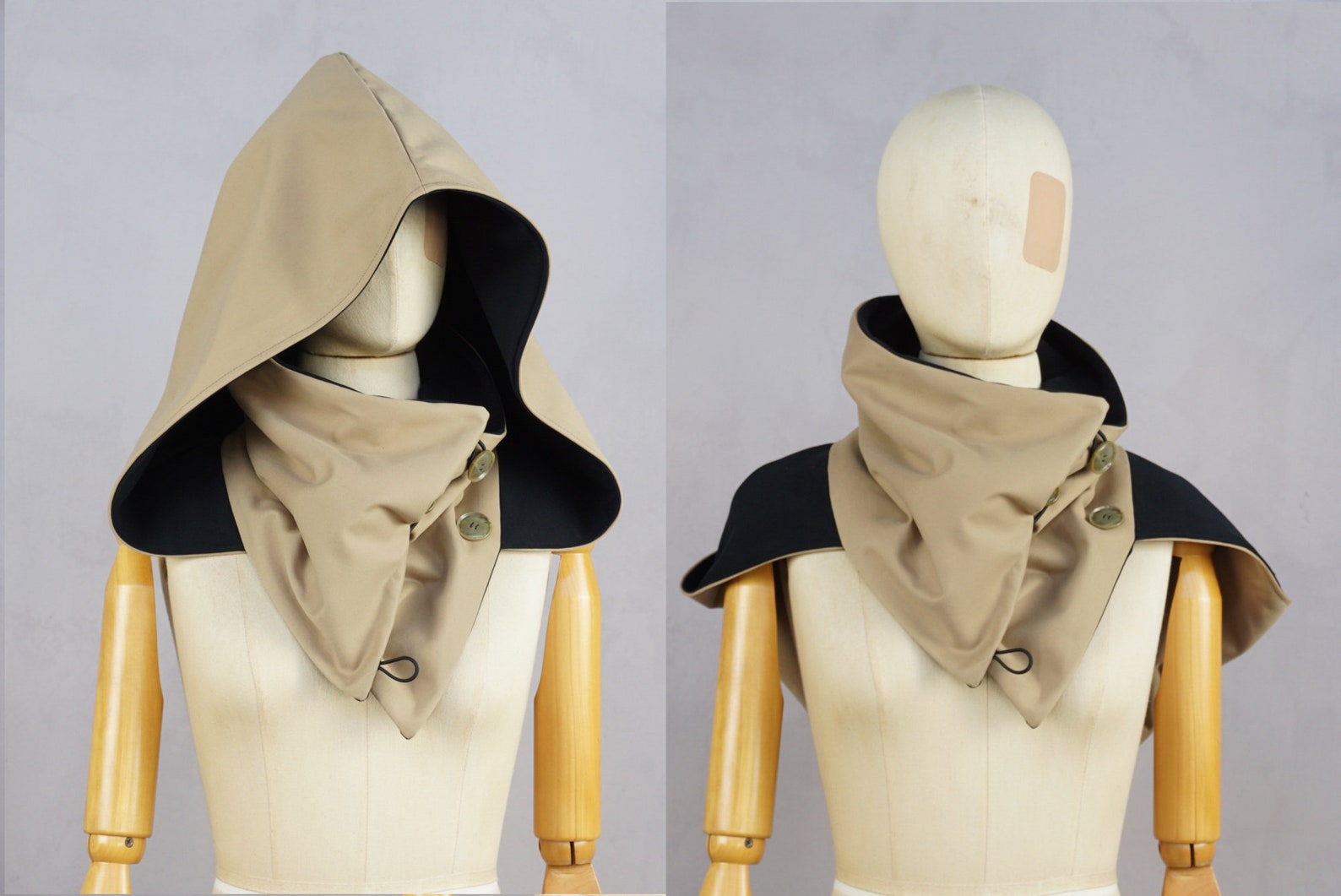 Camel Hooded Cowl Victorian XXL Hood Brown With Black - Etsy