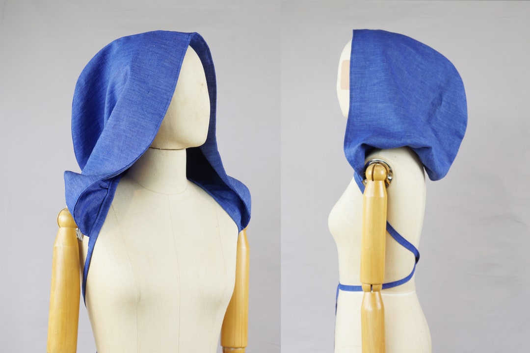 Blue Oversized Summer Hood, Victorian XXL Hood With Ribbon, Big Hoodie ...