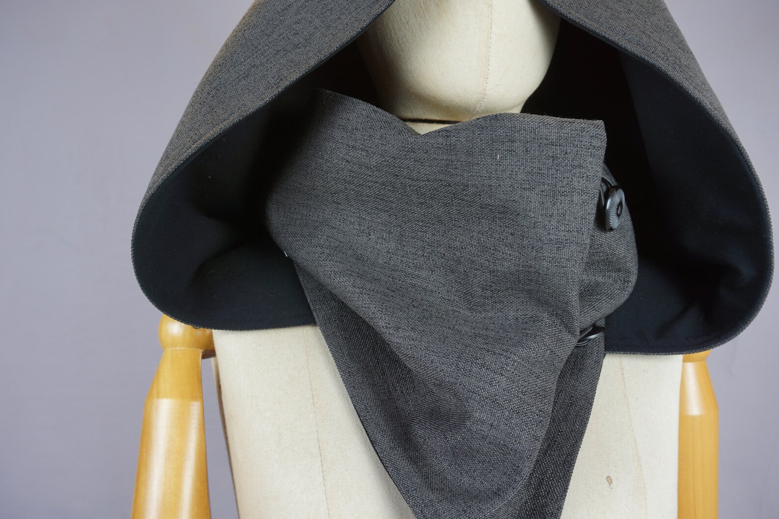 Hooded Cowl, Victorian XXL Hood, Black/ Grey Cotton, Hoodie, Hooded ...