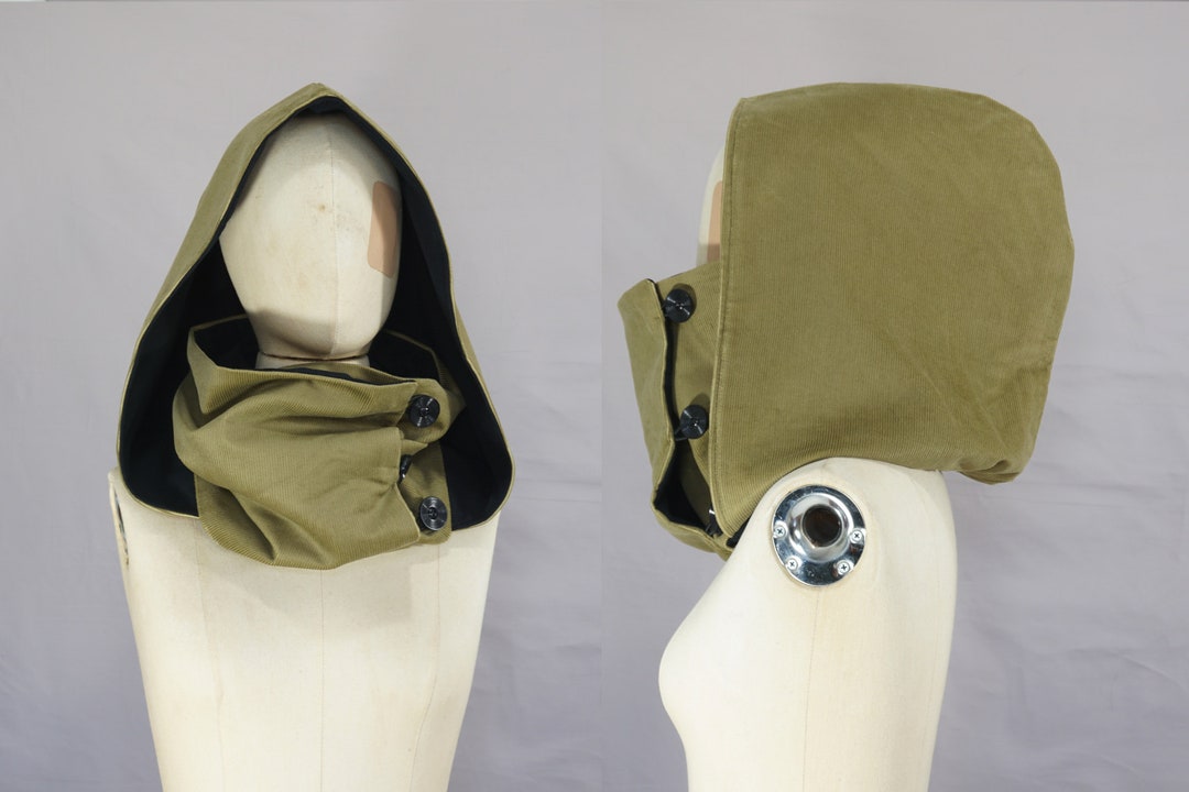 XL Hooded Cowl, Green Victorian Hood, Medieval Hoody, Hood With Scarf ...