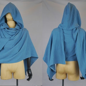 Cape With Oversized Hood. Hooded Scarf, Blue XXL Victorian Shawl, OOAK ...