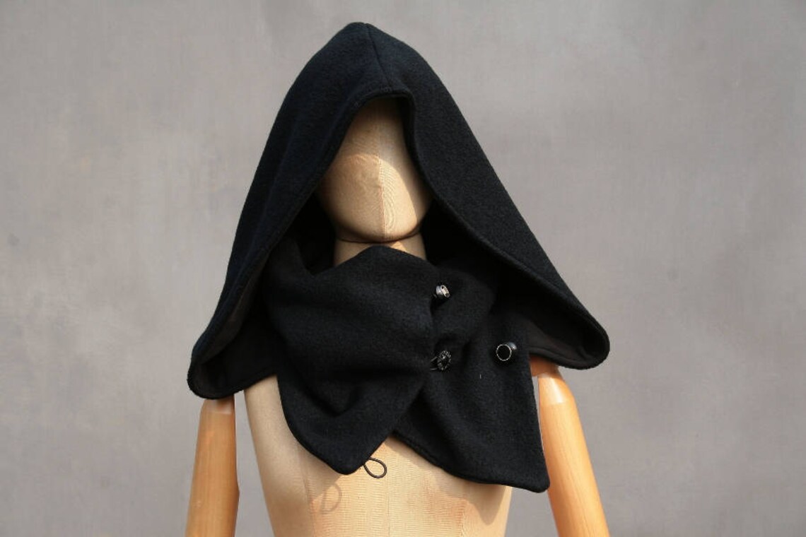 Black Hooded Cowl Victorian XXL Hood Scoodie Hooded Scarf - Etsy