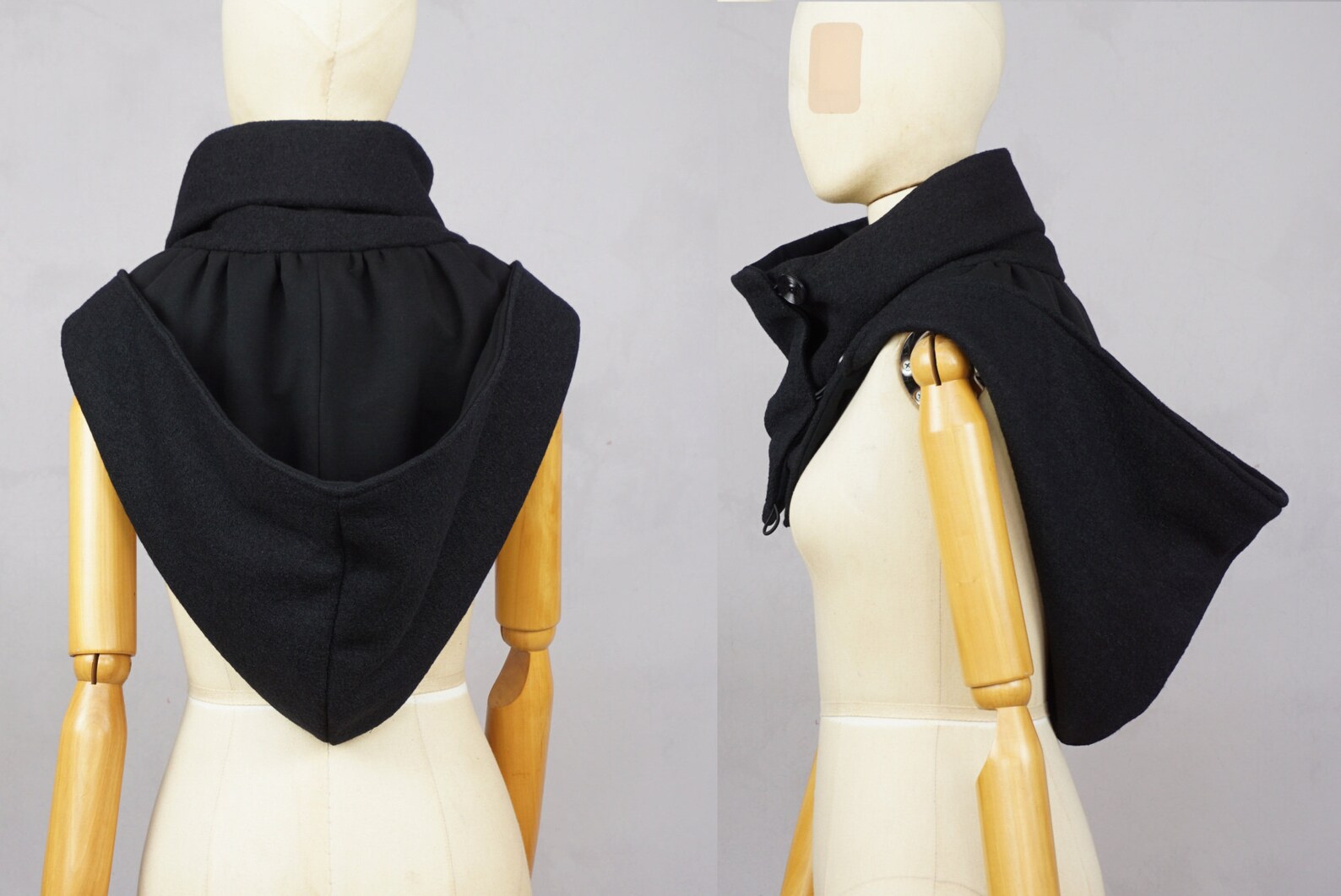 Black Hooded Cowl Victorian XXL Hood Scoodie Hooded Scarf - Etsy