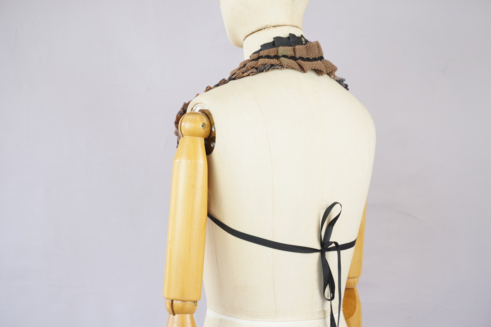 Necktie Shoulder Wrap, Victorian Inspired Black & Brown, Upcycled, Eco ...