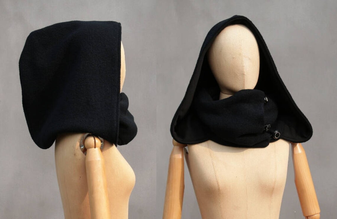 Black Hooded Cowl Victorian XXL Hood Scoodie Hooded Scarf - Etsy