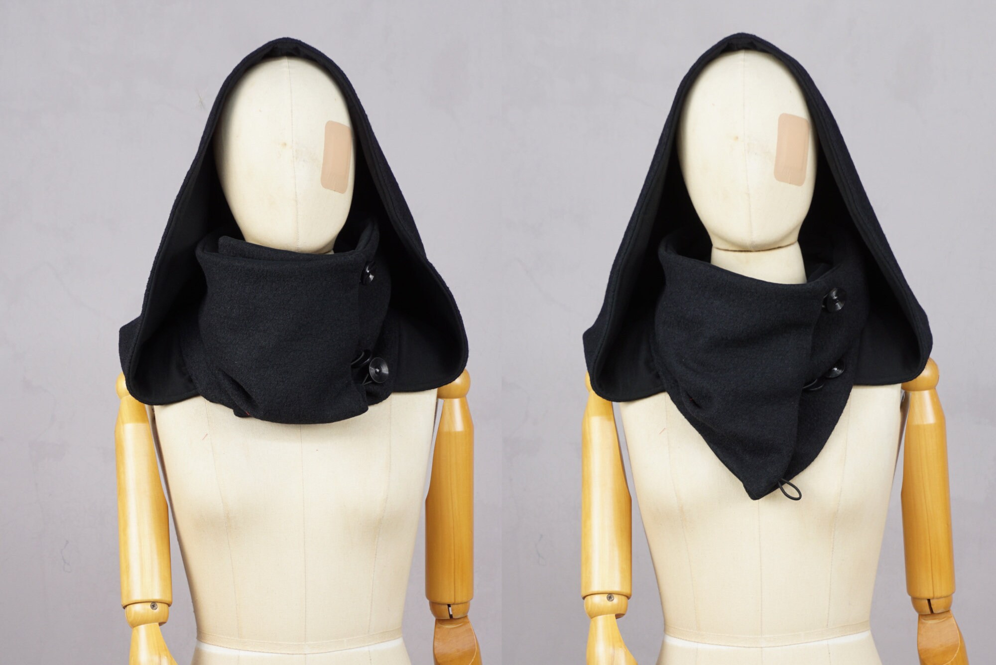 Black Hooded Cowl Victorian XXL Hood Scoodie Hooded Scarf - Etsy