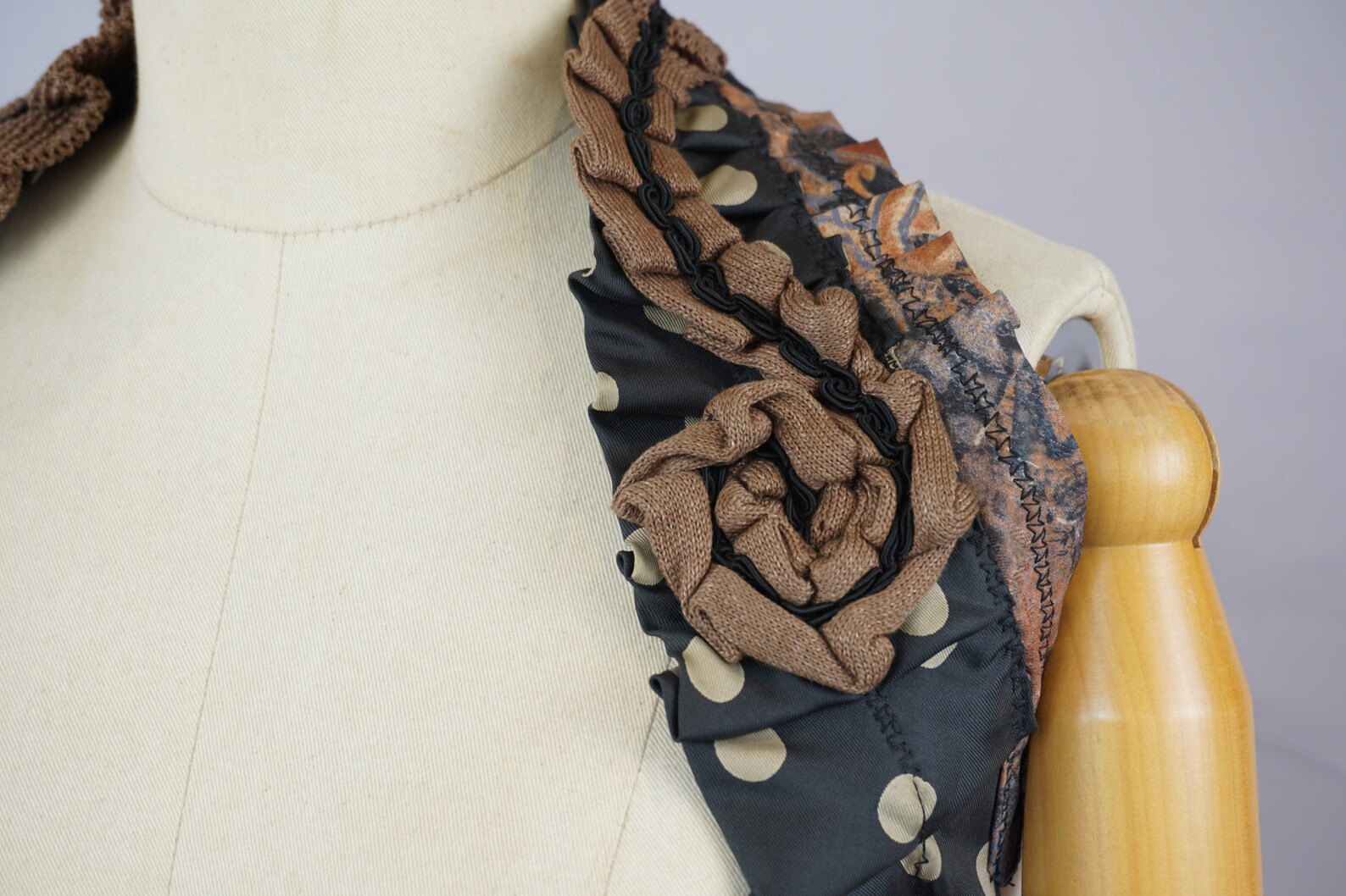 Necktie Shoulder Wrap, Victorian Inspired Black & Brown, Upcycled, Eco ...