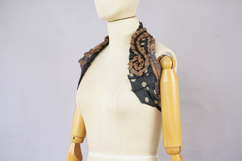 Necktie Shoulder Wrap, Victorian Inspired Black & Brown, Upcycled, Eco ...