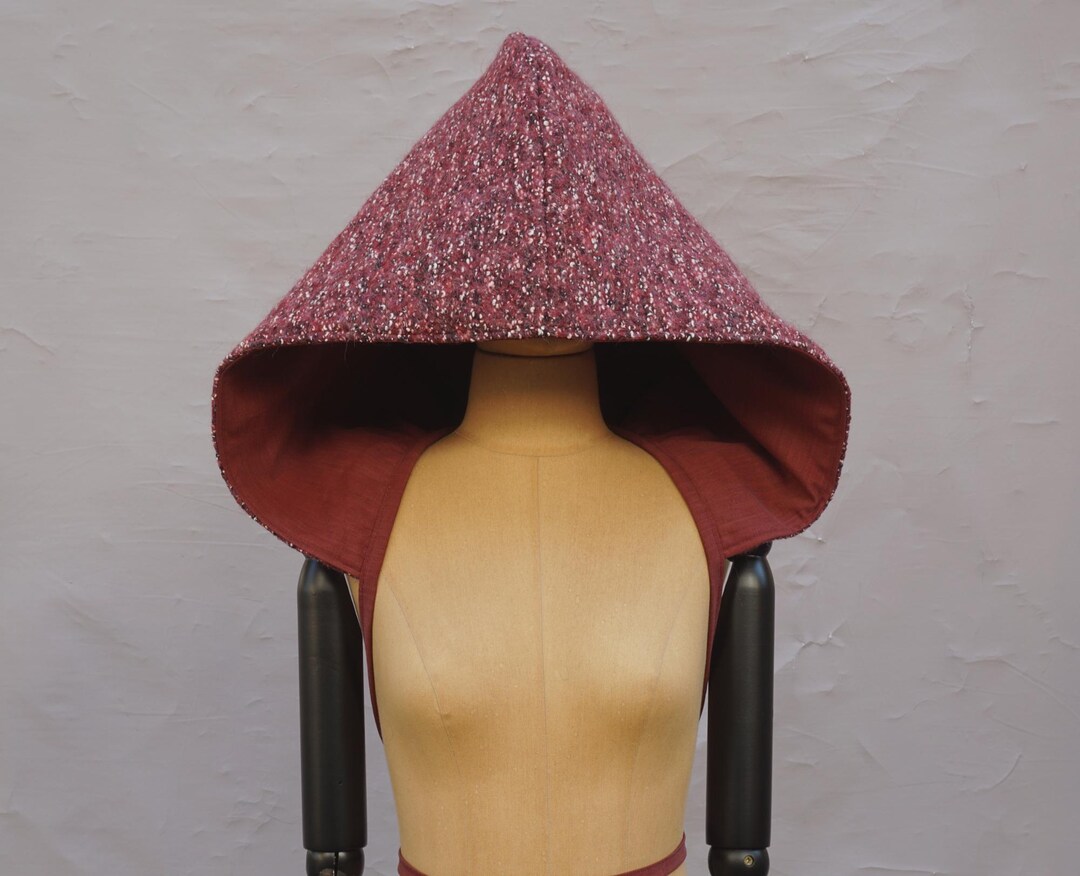 Detached Hood, Victorian XXL Hood With Ribbon, Dark Red Big Hood ...