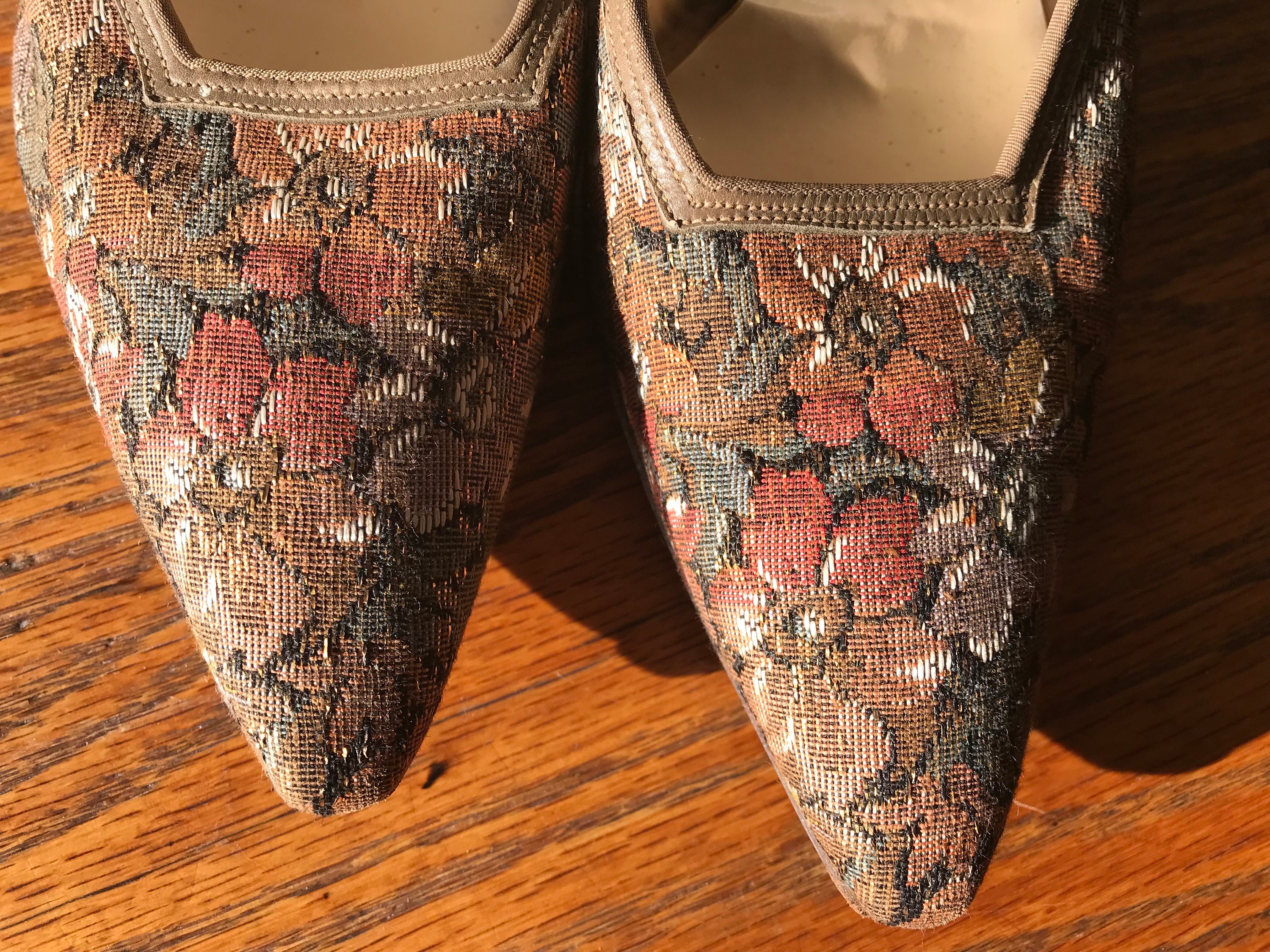 Vintage 1960 Life Stride 4 Inch Spike Heelstapestry Fabric Top and ...