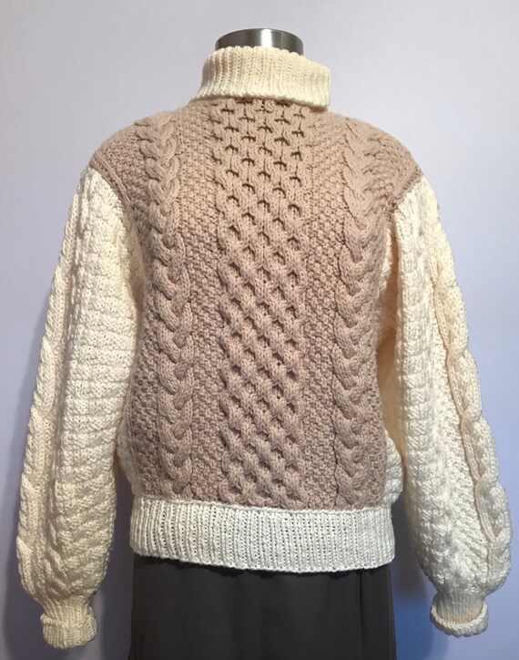 Vintage Hand Knit Pullover Sweater~Turtleneck~Fisherm… - Gem