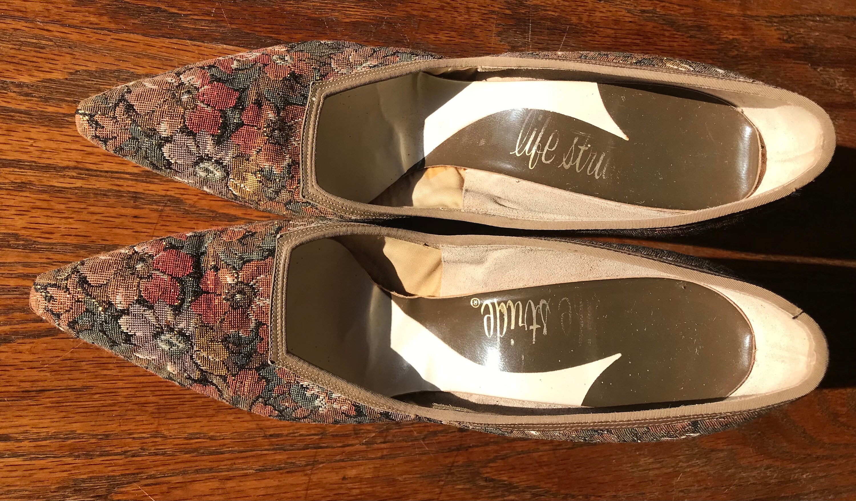 Vintage 1960 Life Stride 4 Inch Spike Heelstapestry Fabric Top and ...