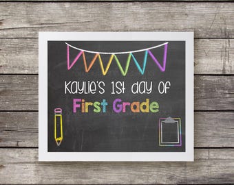 Personalised First Day of School Chalkboard Sign Personalised Digital ...