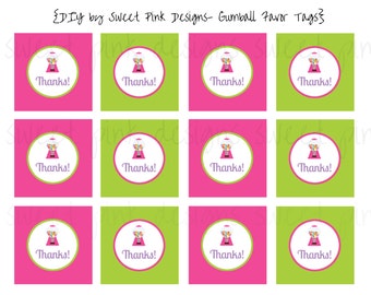 Gumball Favor Tags, Printable Gumball Party Labels, Gumball Machine ...