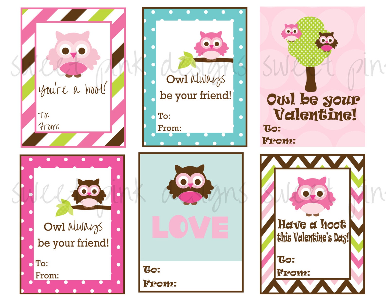 Owl Valentine's- Printable Kids Valentine's - Etsy