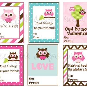 Owl Valentine's- Printable Kids Valentine's - Etsy