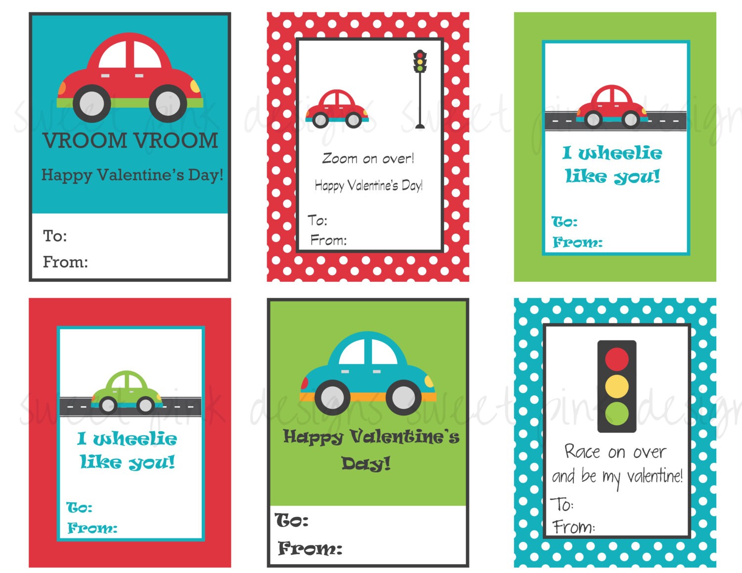 Car Valentine's- Printable Kids Valentines - Etsy