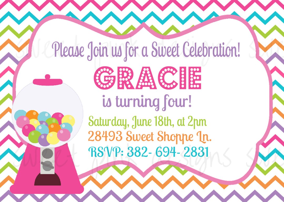 Printable Invitation- Gumball Party Collection - Etsy