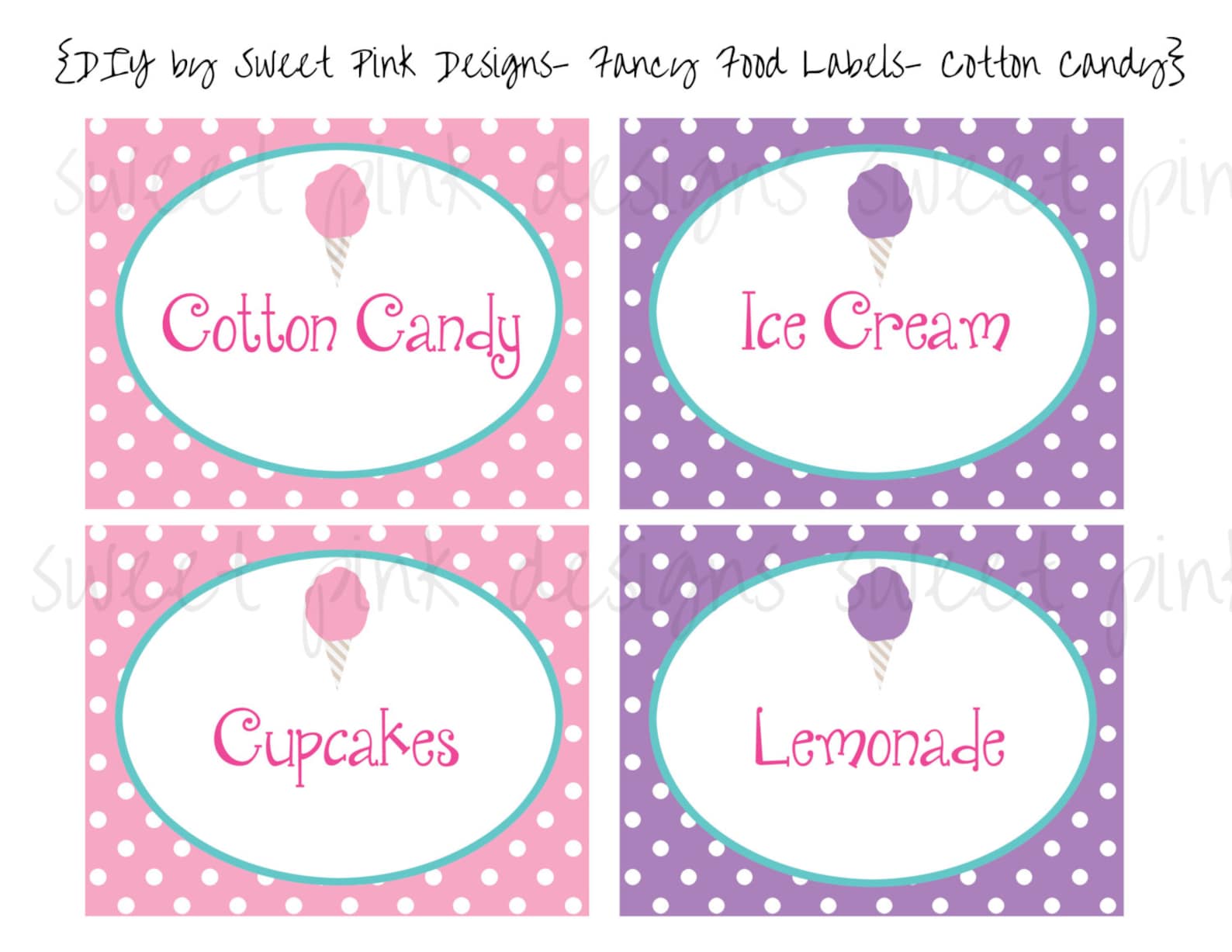 Cotton Candy Party- Favor Tags - Etsy